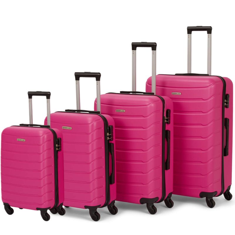 Lot de 4 valises rigides FG679 45, 55, 65 et 75 cm Rose Evasion Light ...